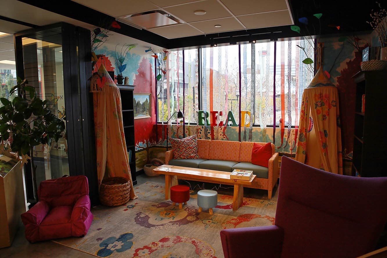 Celebrating the New Village Commons Sue Mallon Reading Nook - carya